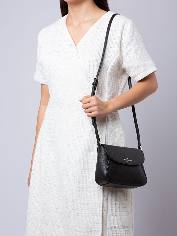 Kate Spade Monica Leather Mini Flap Crossbody Bag Black