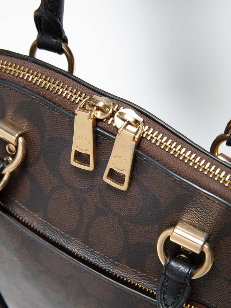 Coach 2558 Signature Katy Satchel Brown Black