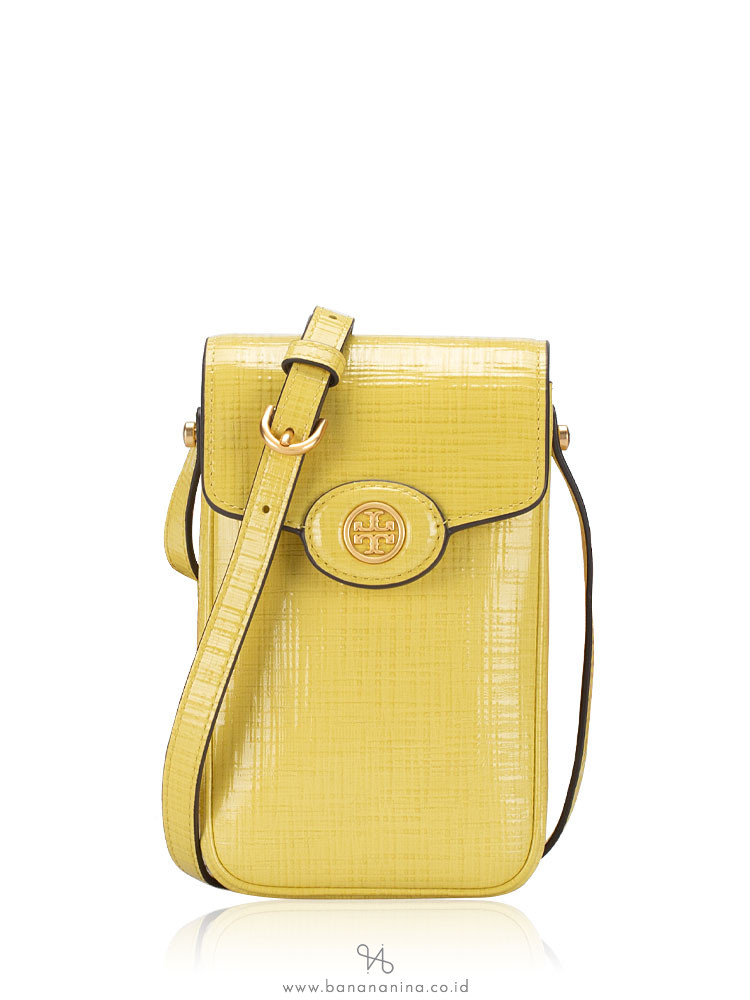 Tory Burch Robinson Crosshatched Phone Crossbody Pale Butter