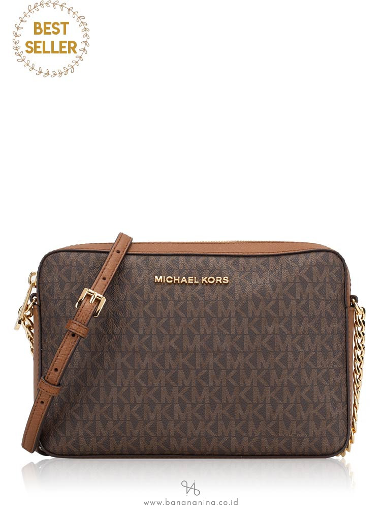 Michael Kors Jet Set Item Signature Large Crossbody Brown Luggage