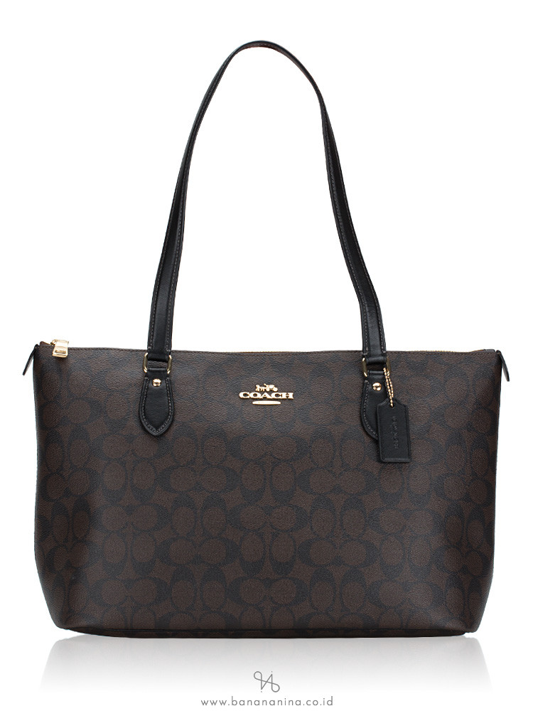 Coach CH504 Signature Gallery Tote Brown Black