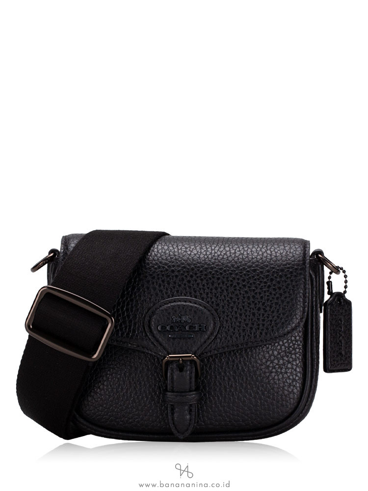 Coach CP002 Amelia Leather Small Saddle Bag Black