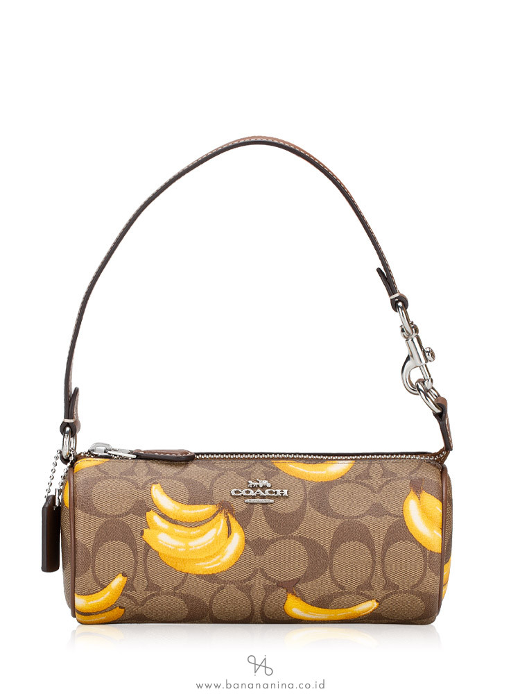 Coach CR368 Signature Nolita Banana Barrel Bag Khaki Dark Saddle