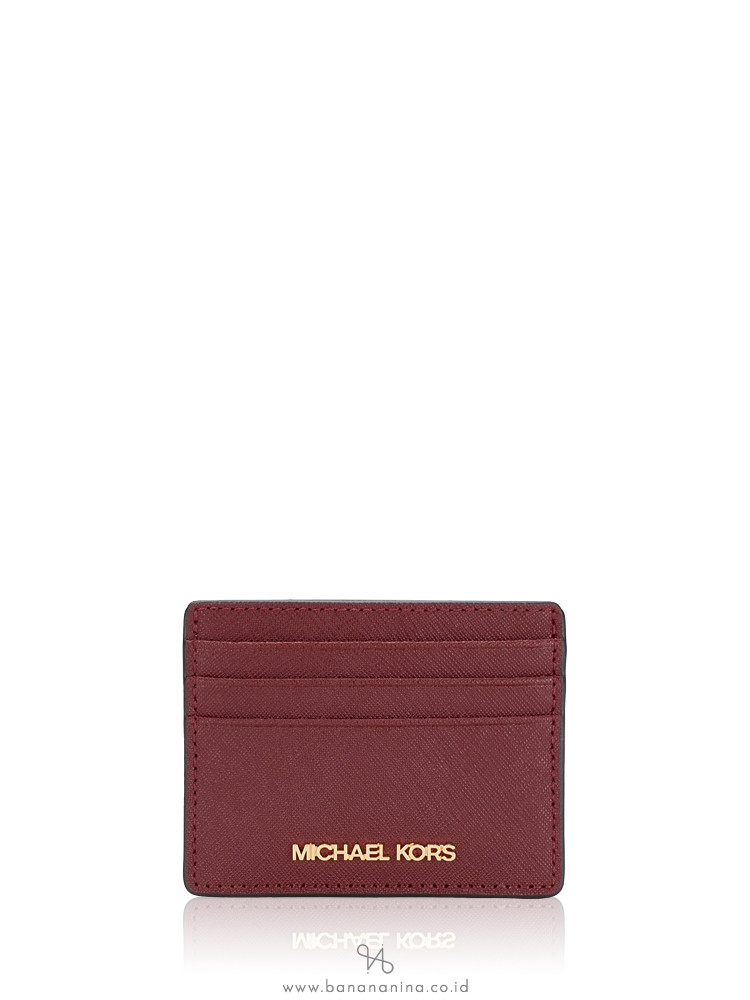 Michael Kors Jet Set Travel Leather Large Card Holder Dark Cherry