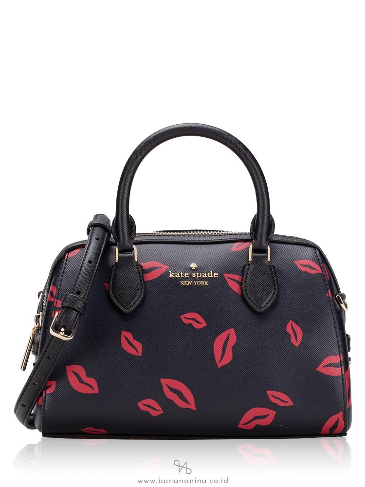 Kate Spade Madison Lip Toss Duffle Bag Black Multi