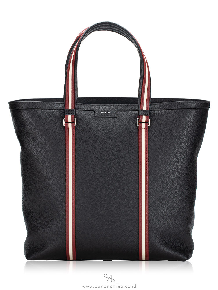 Bally Code Grained Leather Medium Tote Black