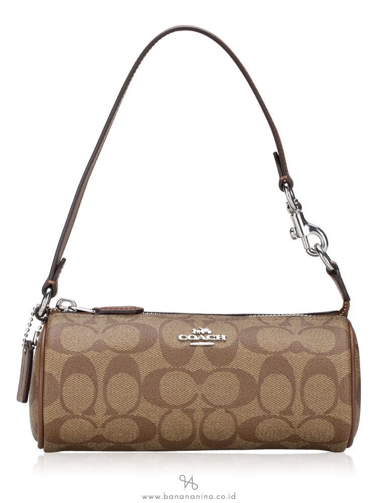 Coach CP475 Signature Nolita Barrel Bag Khaki Saddle