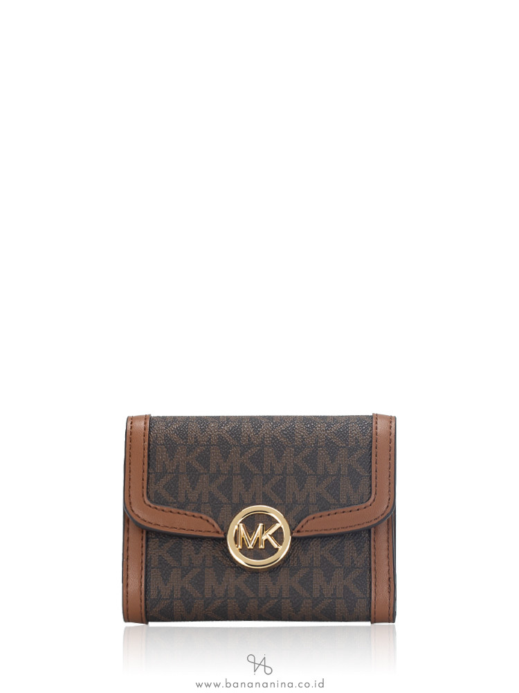 Michael Kors Signature Leida Medium Bifold Wallet Brown