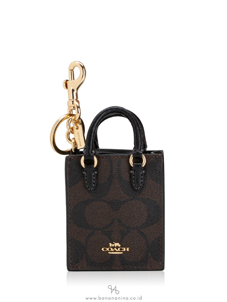 Coach CU281 Signature NS Mini Tote Charm Brown Black