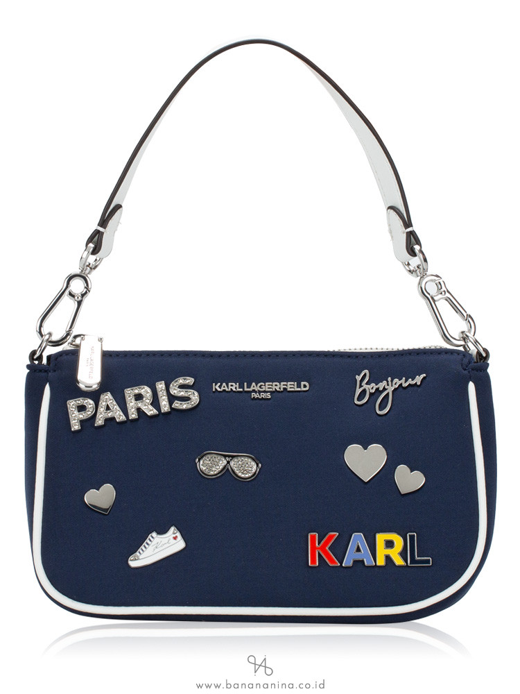 Karl Lagerfeld Demi Neoprene Cate Pins Mini Clutch Navy