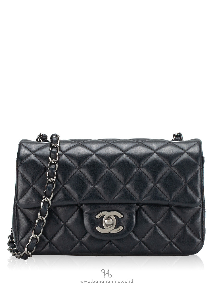 Chanel Lambskin Mini Rectangular Classic Flap Bag Black