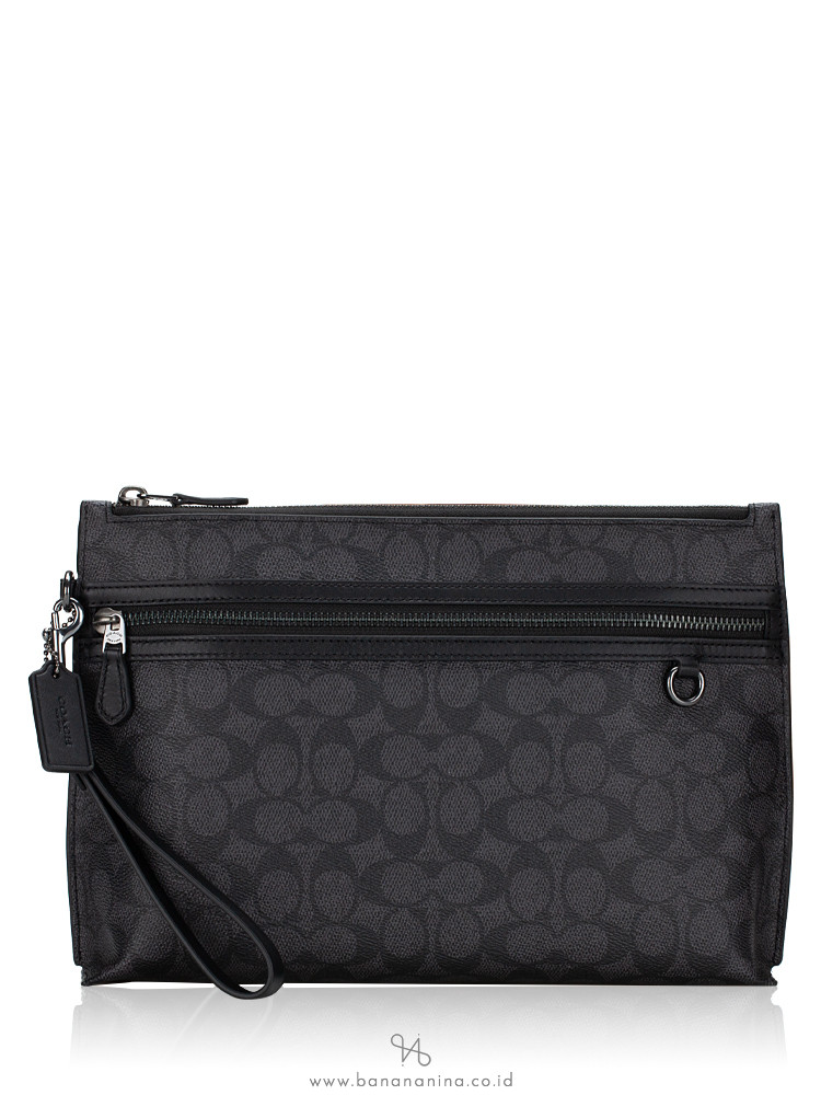 Coach Men CY985 Signature Carry All Pouch Charcoal Black