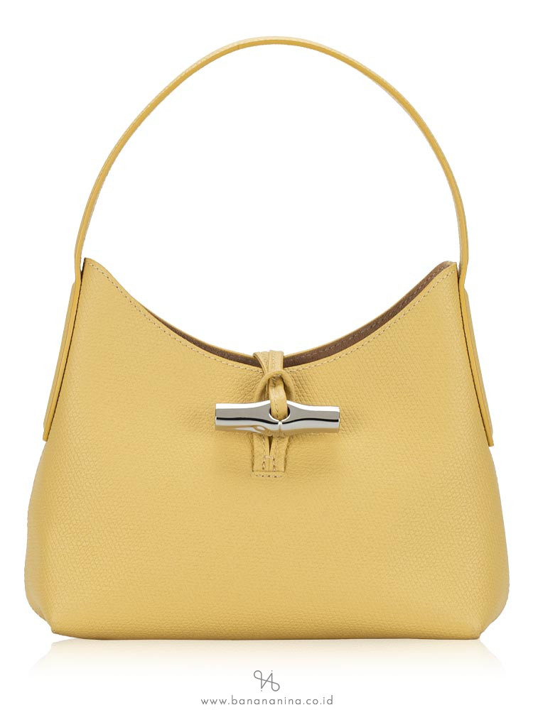 Longchamp Le Roseau Leather Small Hobo Yellow
