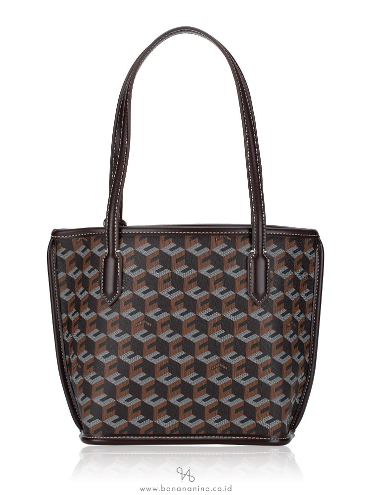 Christy Ng Monogram Russo Mini Tote Chestnut Brown