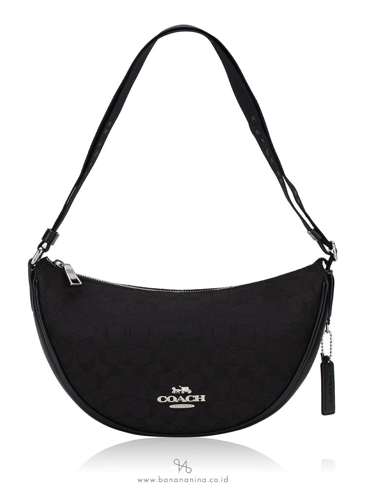 Coach CT822 Signature Jacquard Pace Shoulder Bag Black