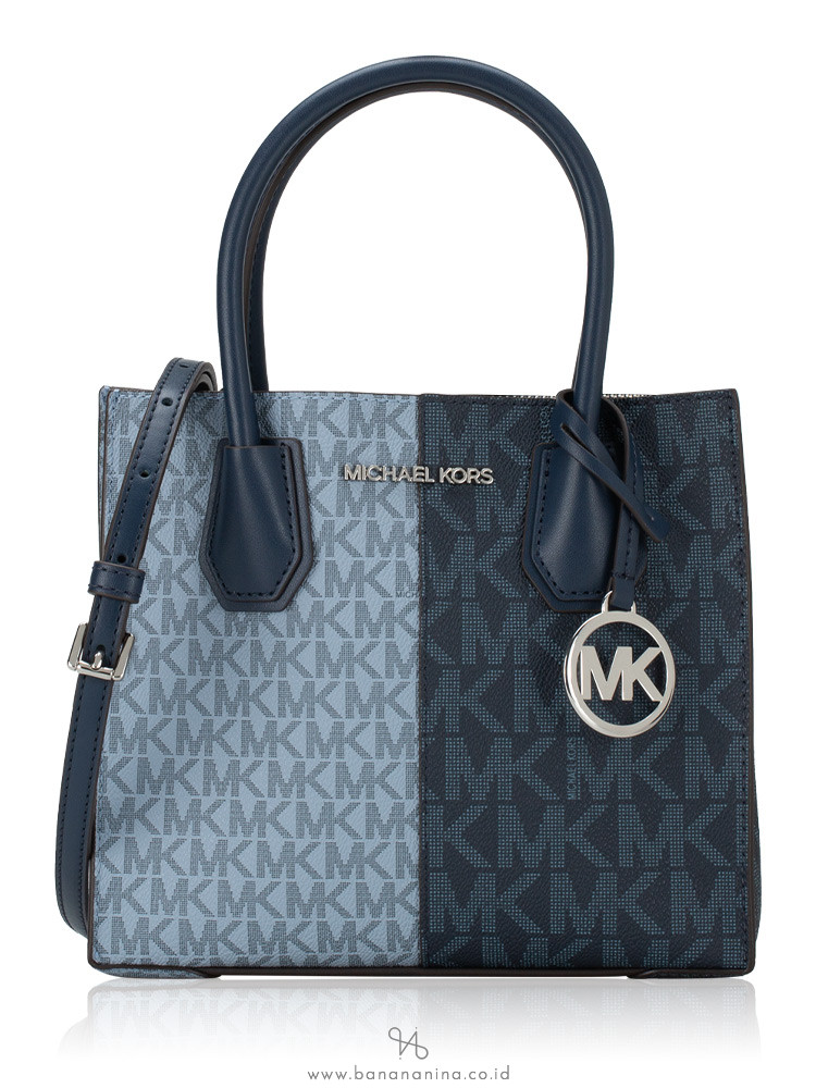 Michael Kors Signature Mercer Medium Two-Tone Crossbody Navy Multi