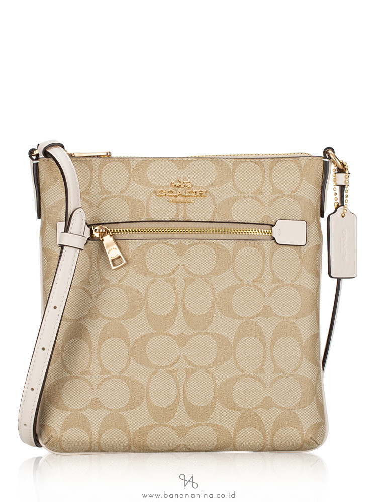Coach CF340 Signature Rowan Mini File Bag Light Khaki Chalk