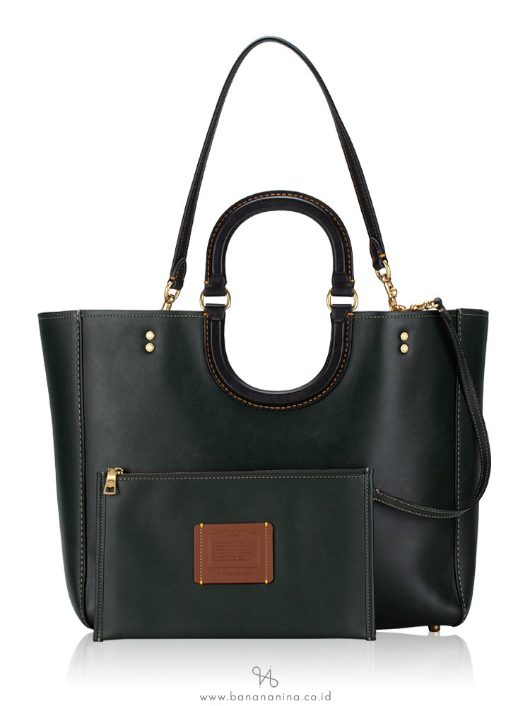 Coach CH592 Rae Colorblock Leather Tote Brass Amazon Green Multi