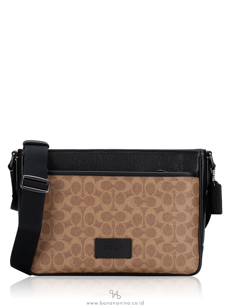 Coach Men CV761 Signature District Crossbody Tan Black