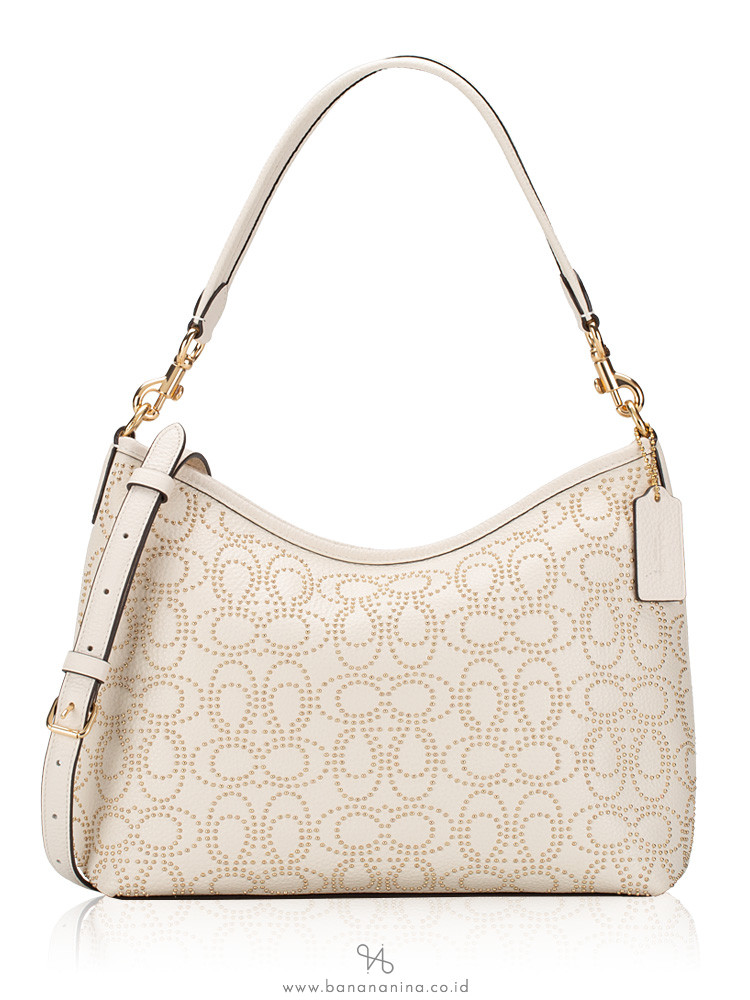 Coach CX258 Signature Rivets Laurel Shoulder Bag Chalk